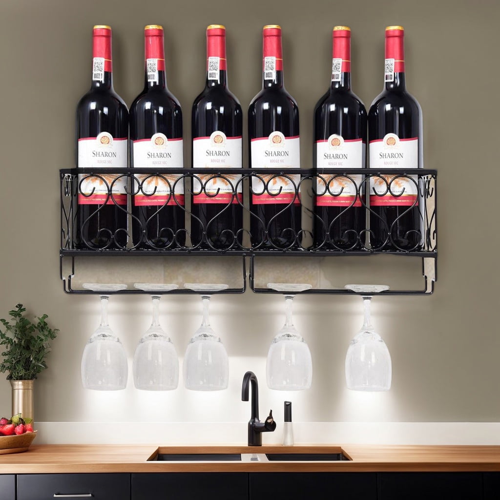 YYAo Wine Rack, Wine Storage Racks,Wall Mounted Metal Wine Rack Wine ...