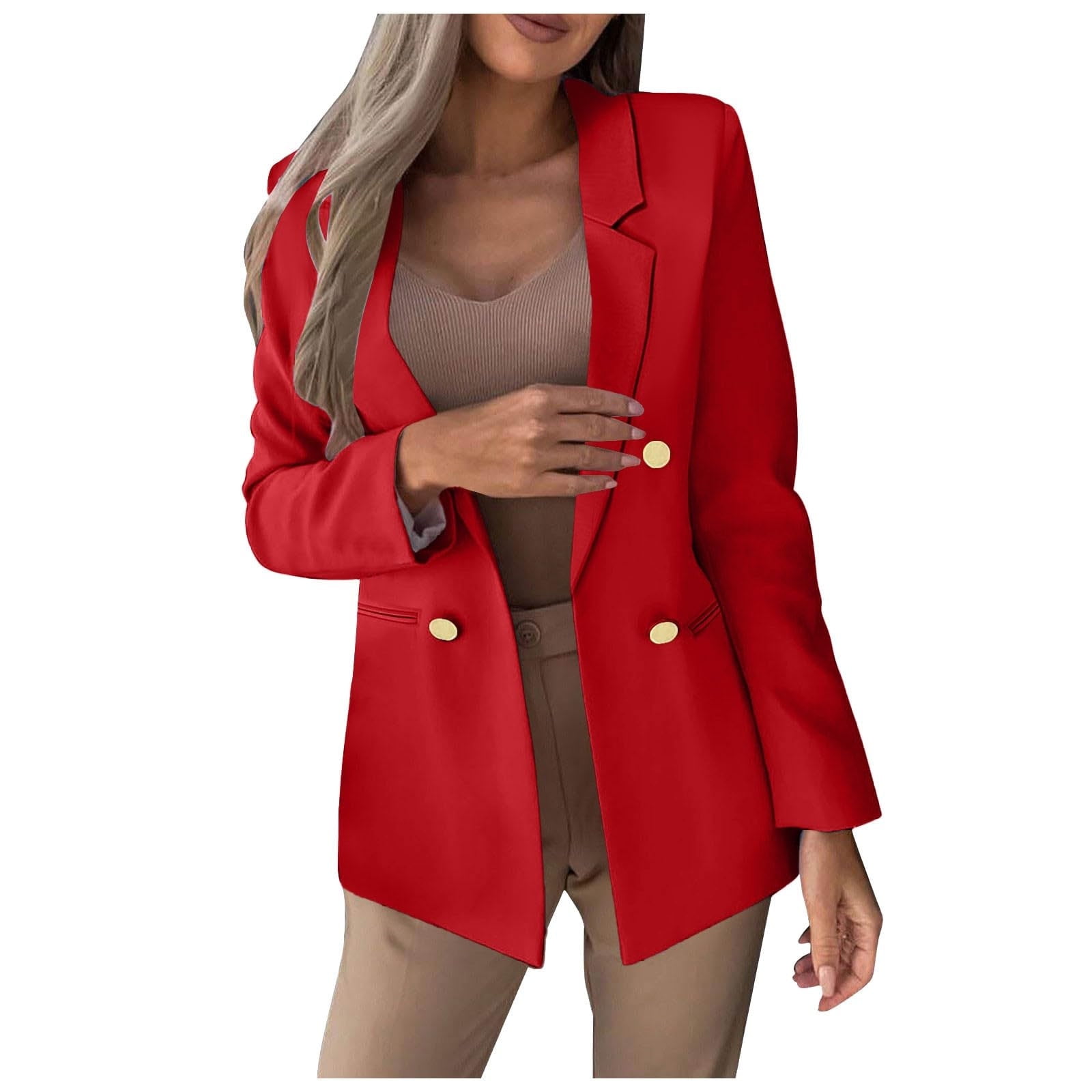 YYDGH Blazers for Women Business Casual Dressy Long Sleeve Lapel Open ...