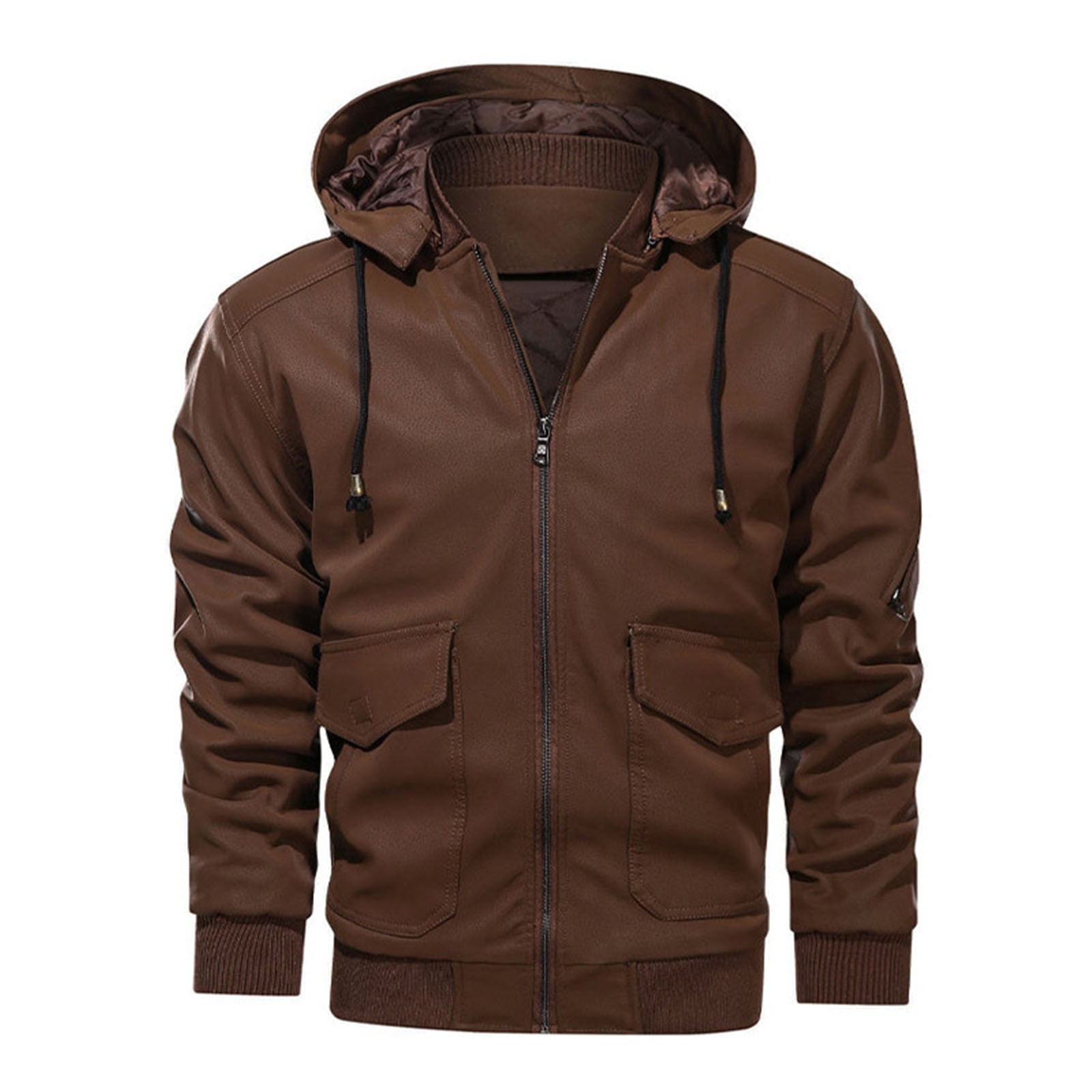 YYDGH Leather Jackets for Men Stand Collar Zip Up Motorcycle Biker ...