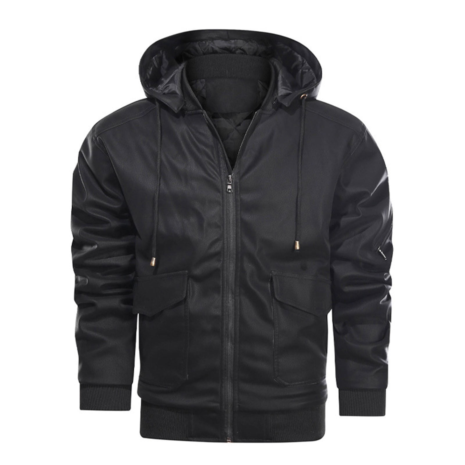YYDGH Leather Jackets for Men Stand Collar Zip Up Motorcycle Biker ...