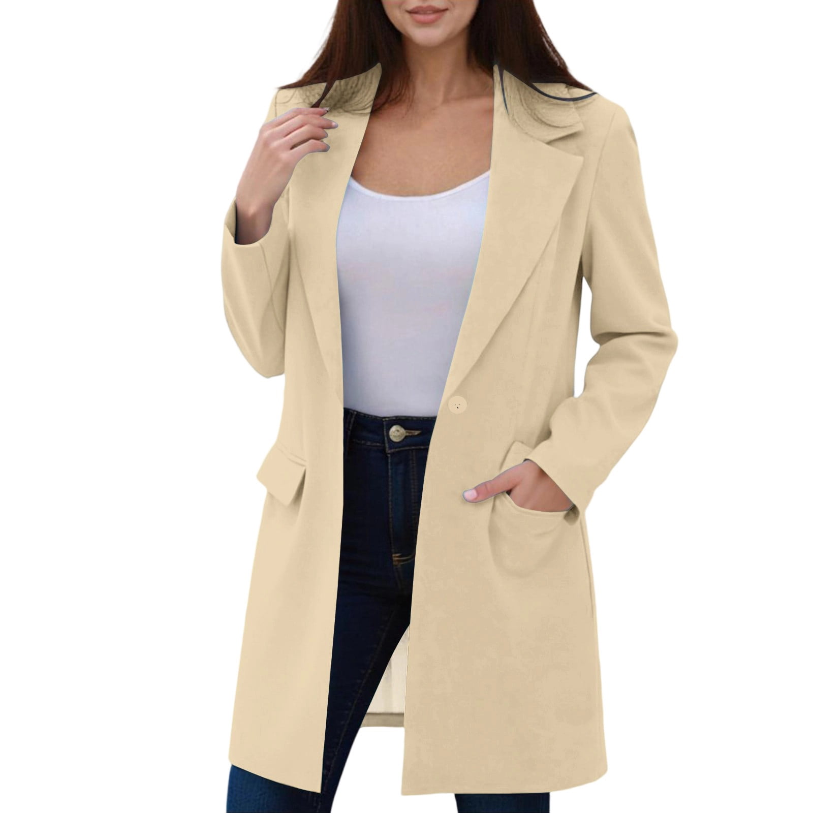 YYDGH Long Blazers for Women Business Casual Open Front Long Sleeve ...