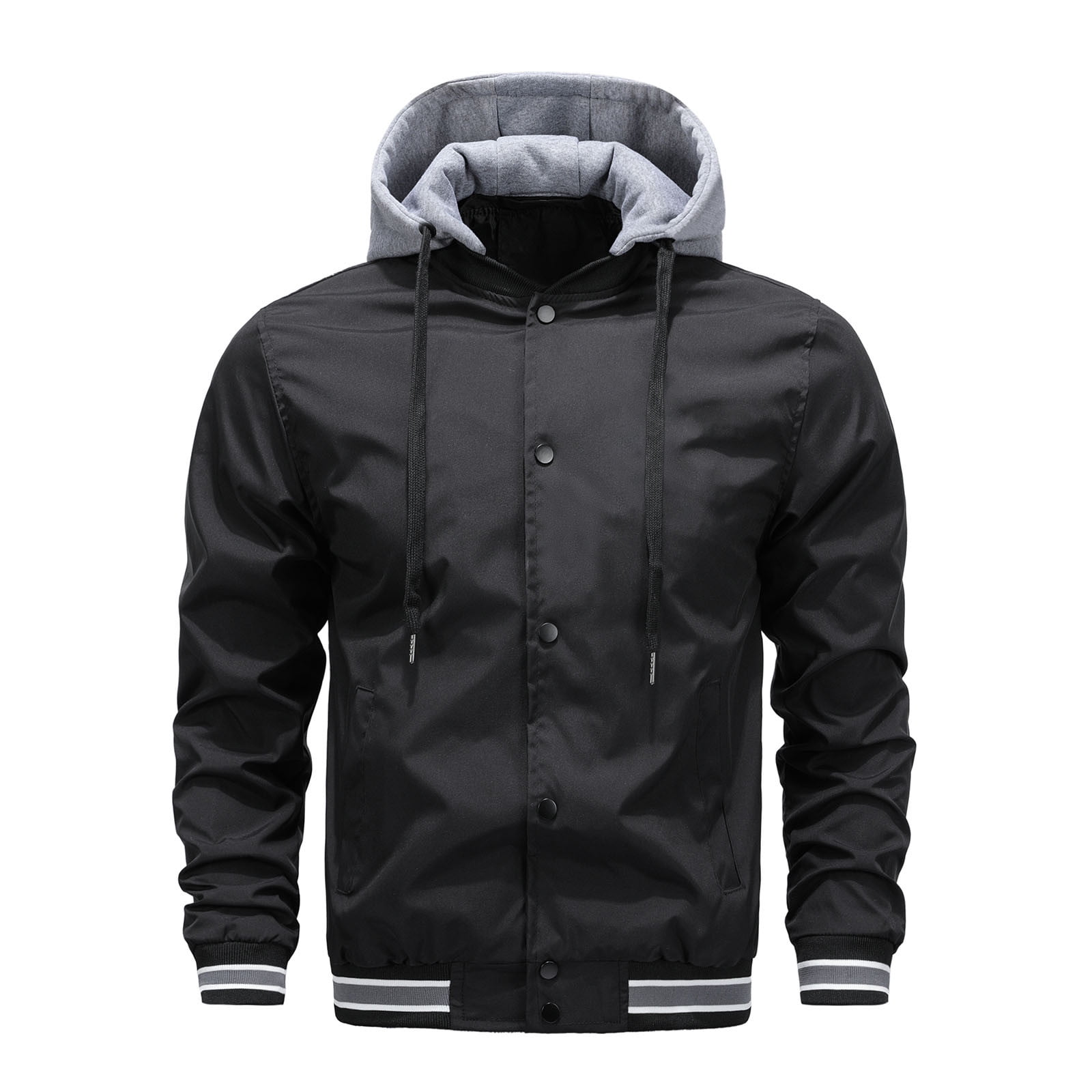 YYDGH Men's Button Down Bomber Jacket Long Sleeve Hooded Drawstring ...