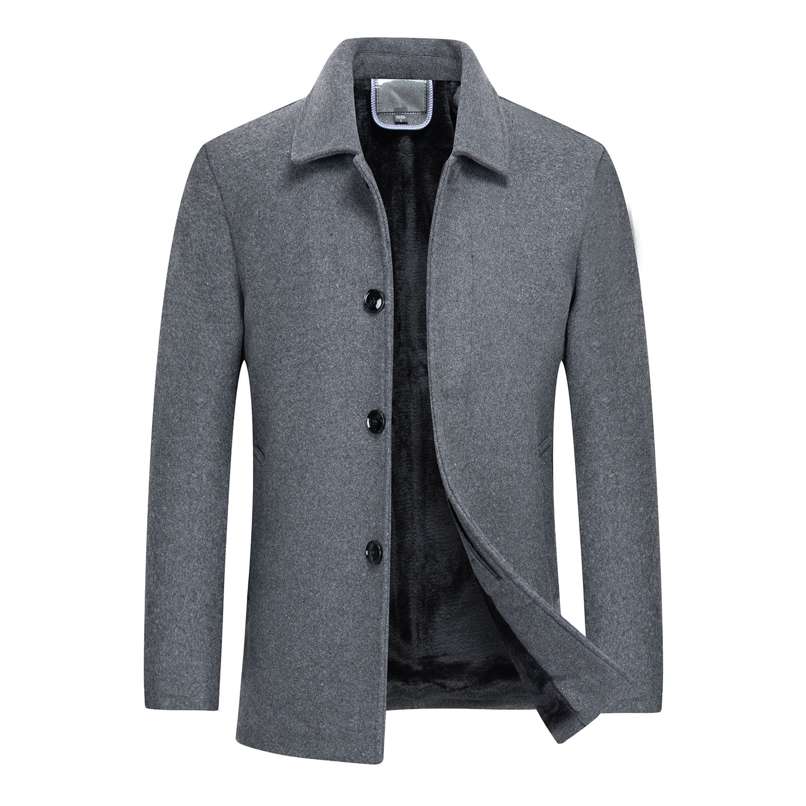 YYDGH Men's Classic Single Breasted Peacoat Wool Blend Plus Size ...