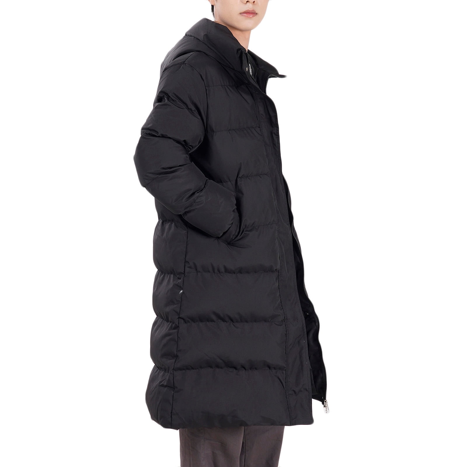 YYDGH Men's Long Puffer Jacket with Hood Warm Winter Padded Quilted ...
