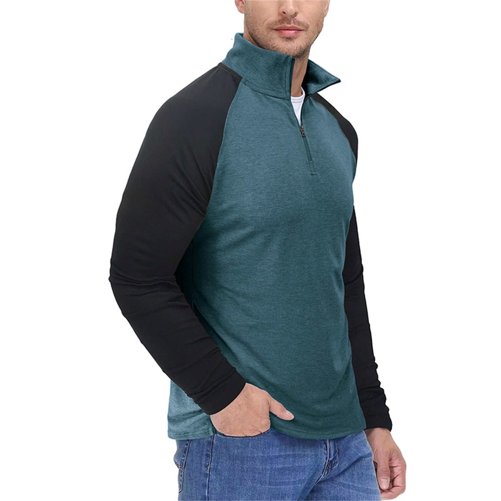 YYDGH Men's Quarter Zip Pullover Long Sleeve Hiking Running Athletic ...