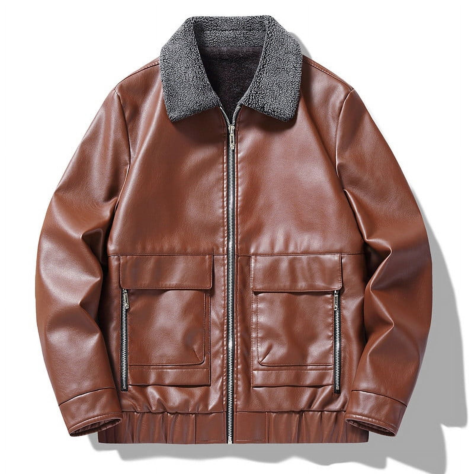 YYDGH Men's Stand Collar Leather Jacket Lightweight Faux Leather ...