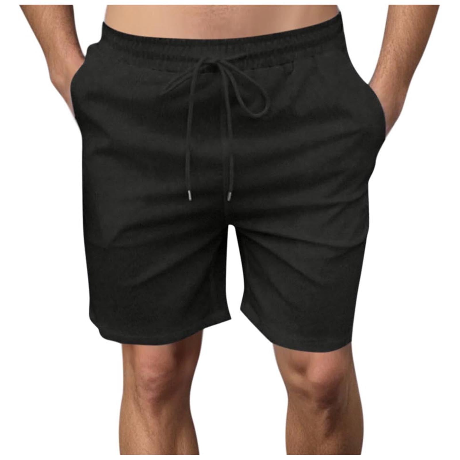 YYDGH Mens Cotton Linen Shorts Casual Drawstring 7inch Inseam Shorts ...