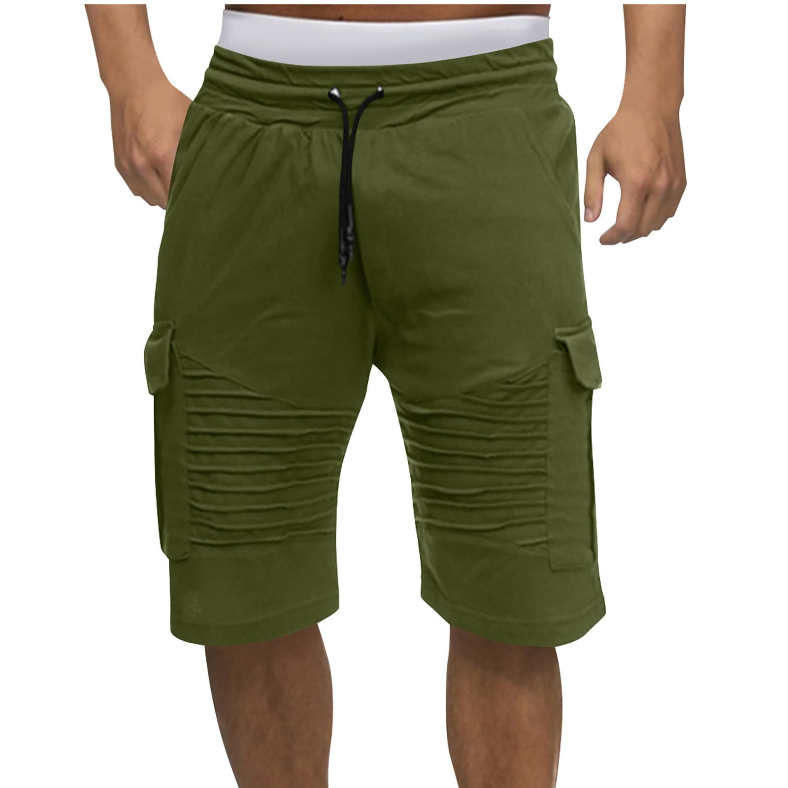 YYDGH Mens Summer Cargo Shorts Elastic Waist Drawstring Tactical Shorts ...