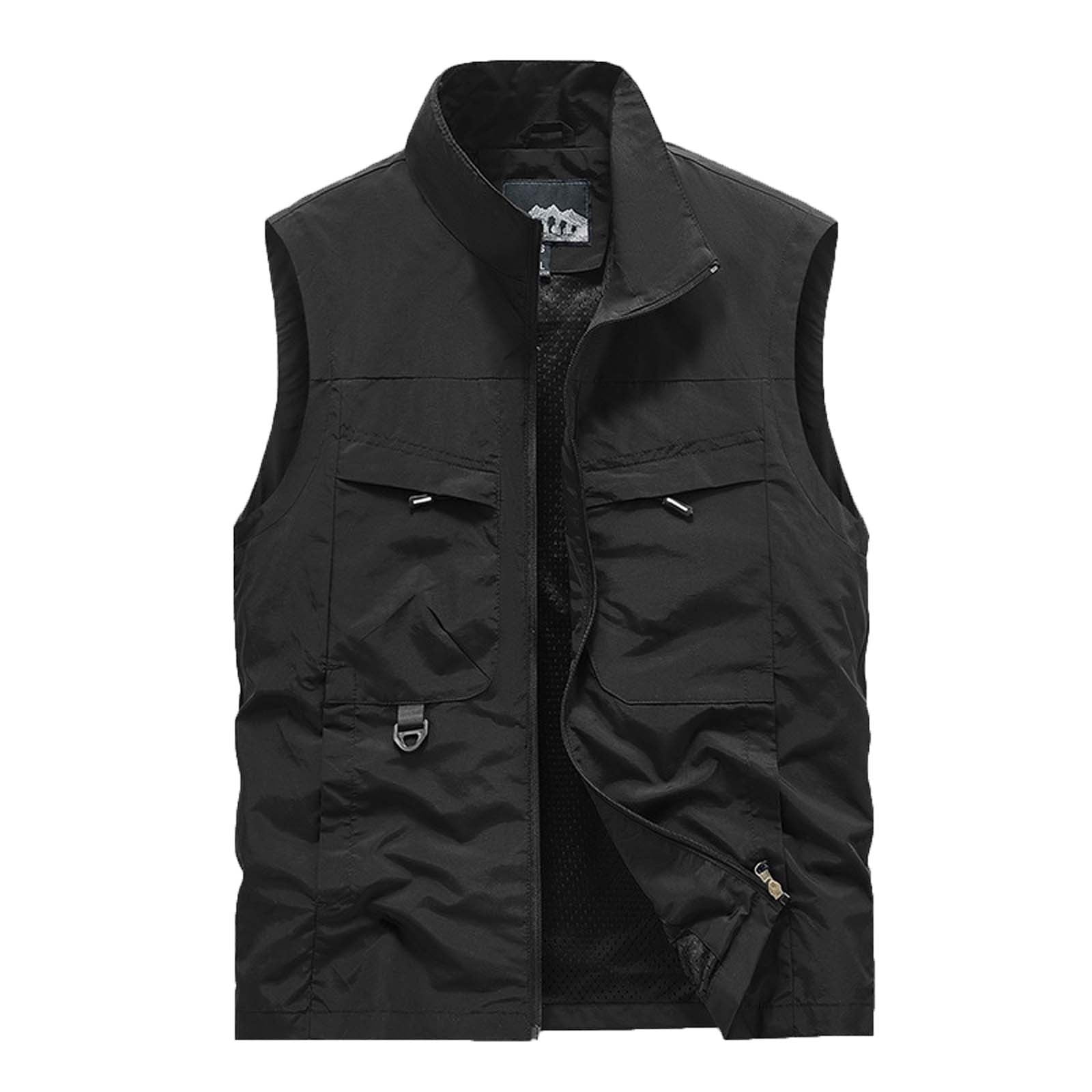 YYDGH Utility Work Vests for Mens Outdoor Sleeveless Solid Color ...