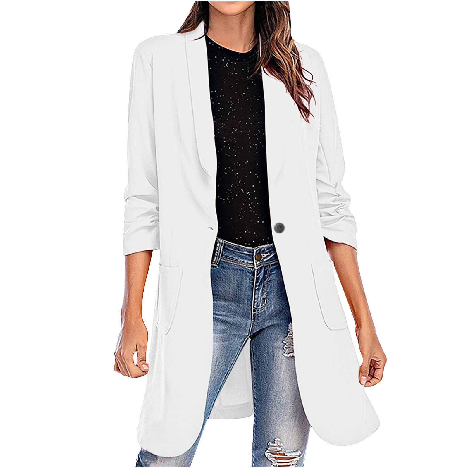 YYDGH Women's Casual Long Blazers Long Sleeve Lapel Oversized Suit ...