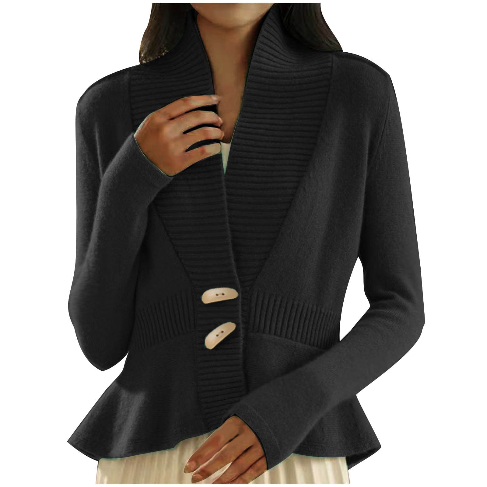 YYDGH Women's Deep V Neck Retro Knit Cardigan Long Sleeve Button Down ...