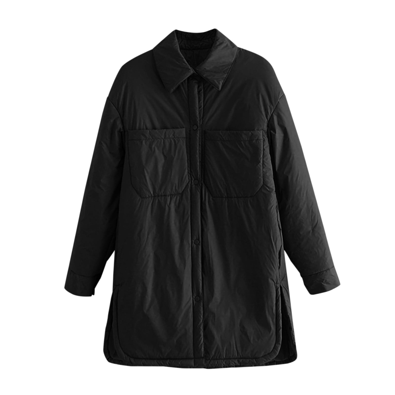 YYDGH Women's Lightweight Puffer Jacket Long Sleeve Full Zip Side Slit ...