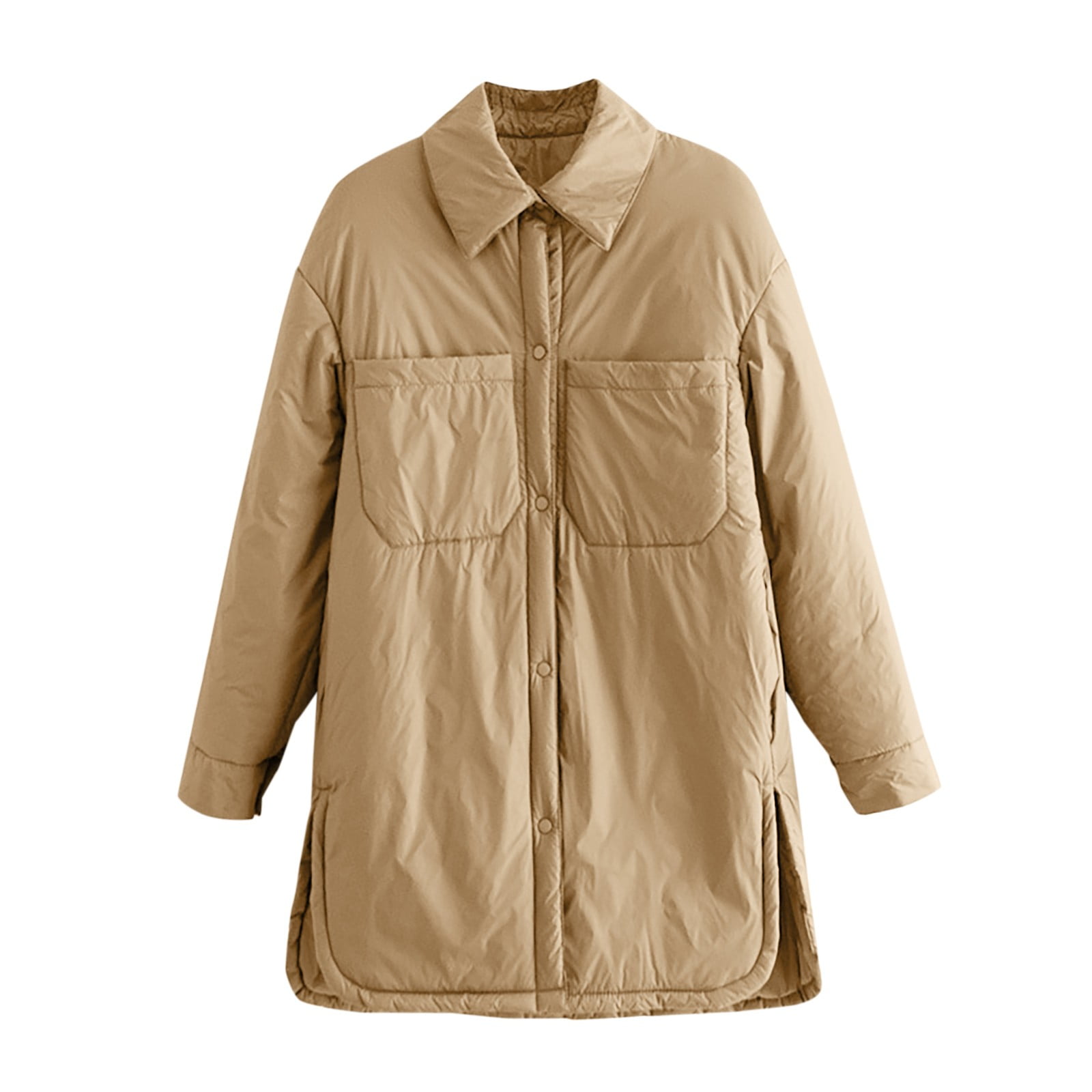 YYDGH Women's Lightweight Puffer Jacket Long Sleeve Full Zip Side Slit ...