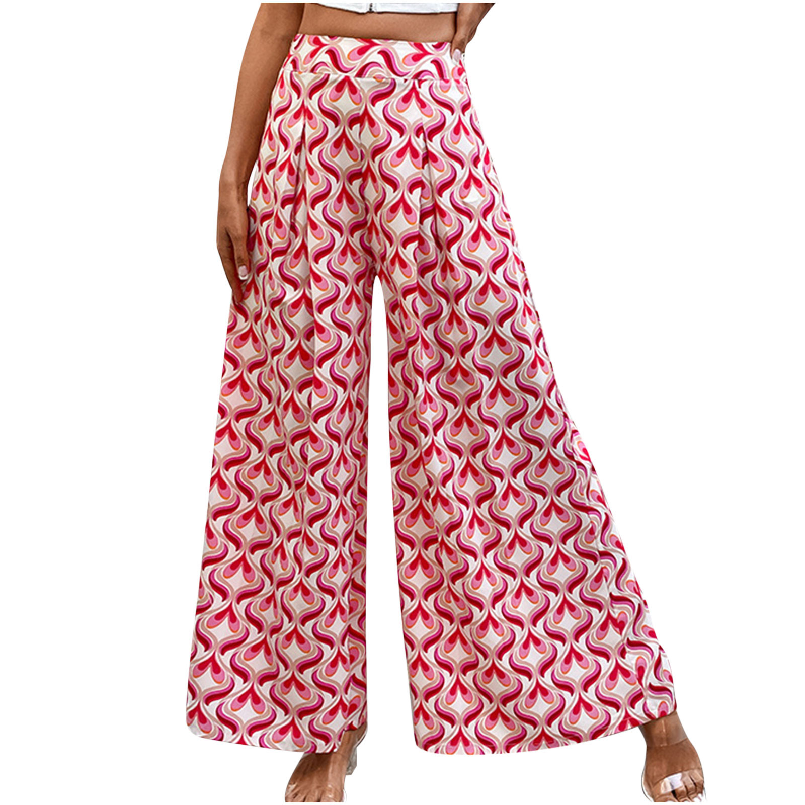 YYDGH Women's Wide Leg Smocked Pants Boho Lounge Pants Casual Comfy ...