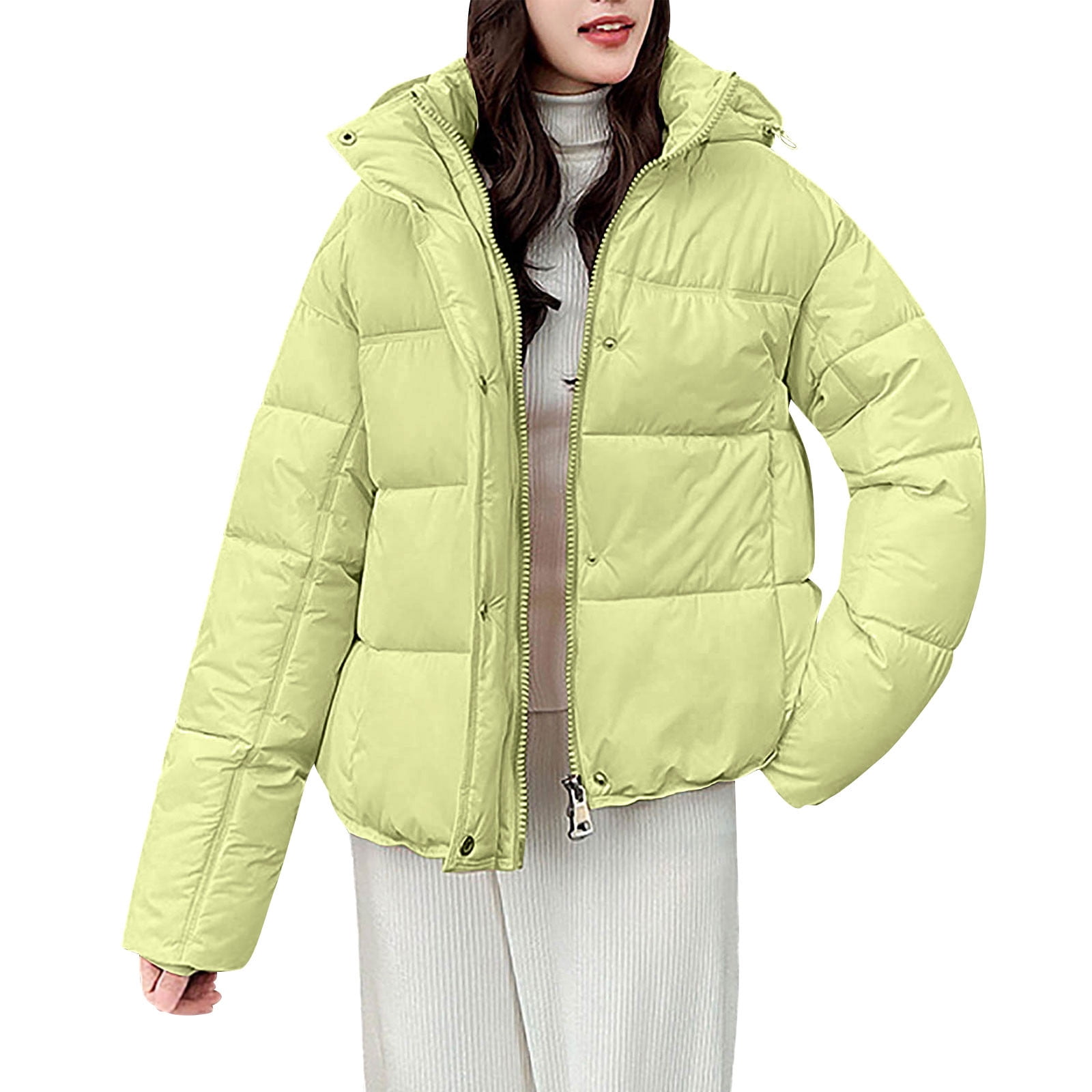YYDGH Womens Cropped Puffer Jacket Warm Winter Quilted Jacket with ...