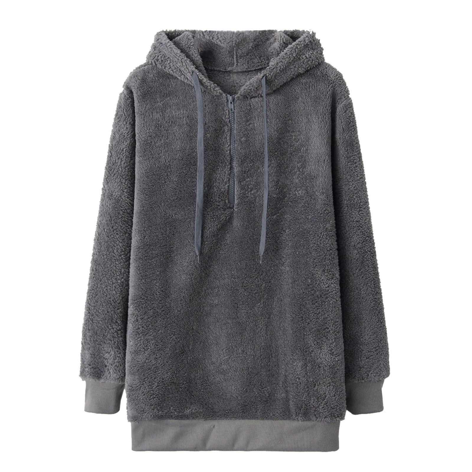 YYDGH Womens Fashion Fuzzy Fleece Warm Casual Loose Hooded Sweatshirt ...