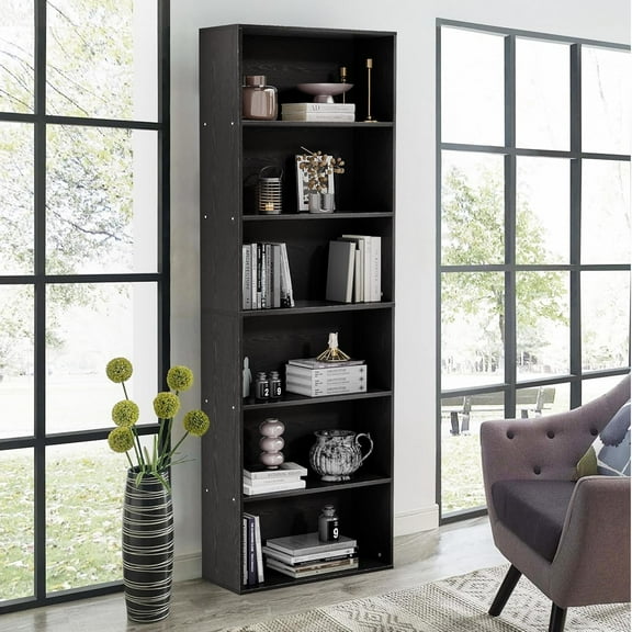 Casaottima 6-Tier Open Bookshelf and Bookcase, Floor Standing Display ...