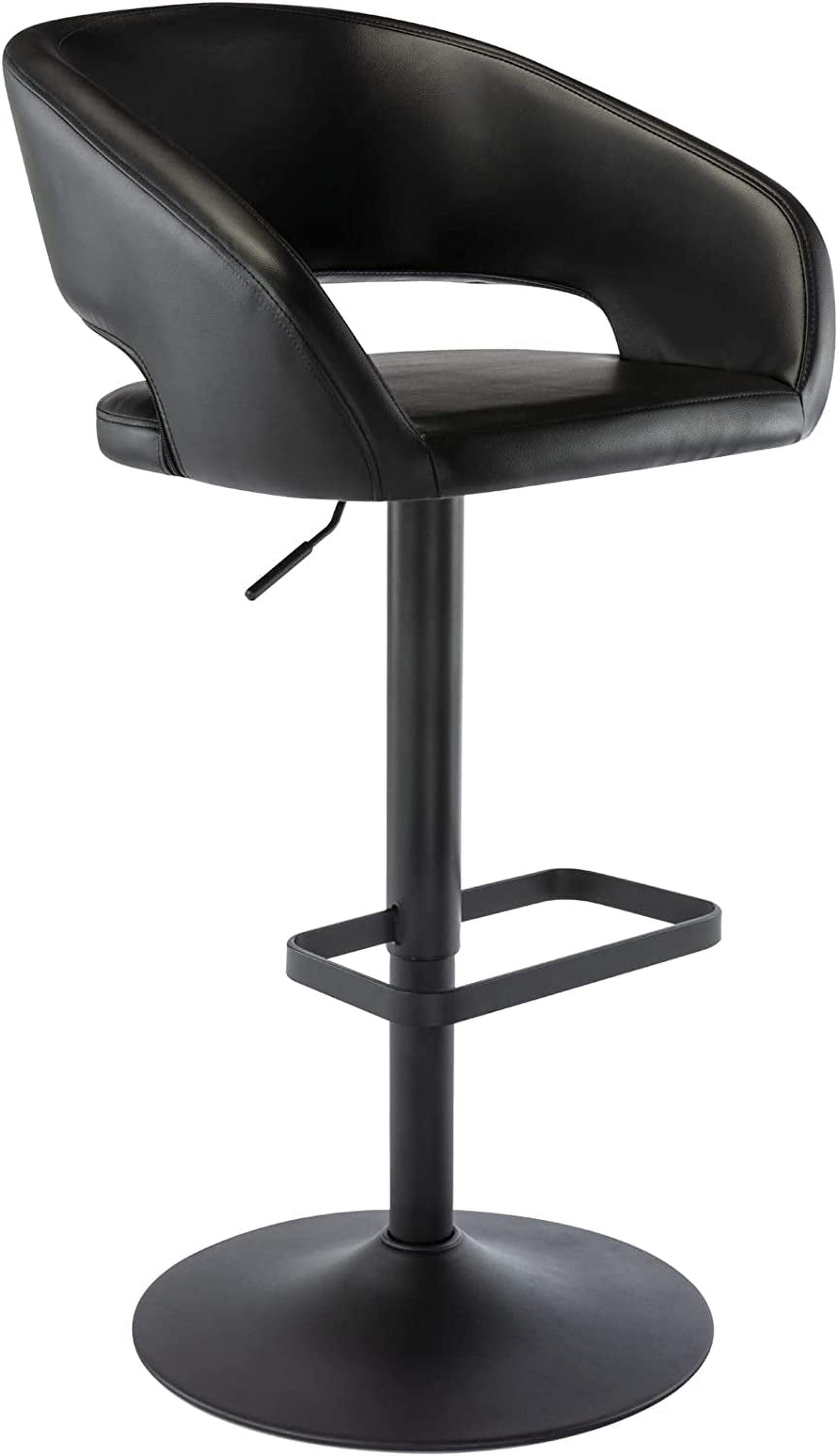 YYEAN Adjustable Bar Stool with Hollow Back and Arms, Modern PU Leather ...