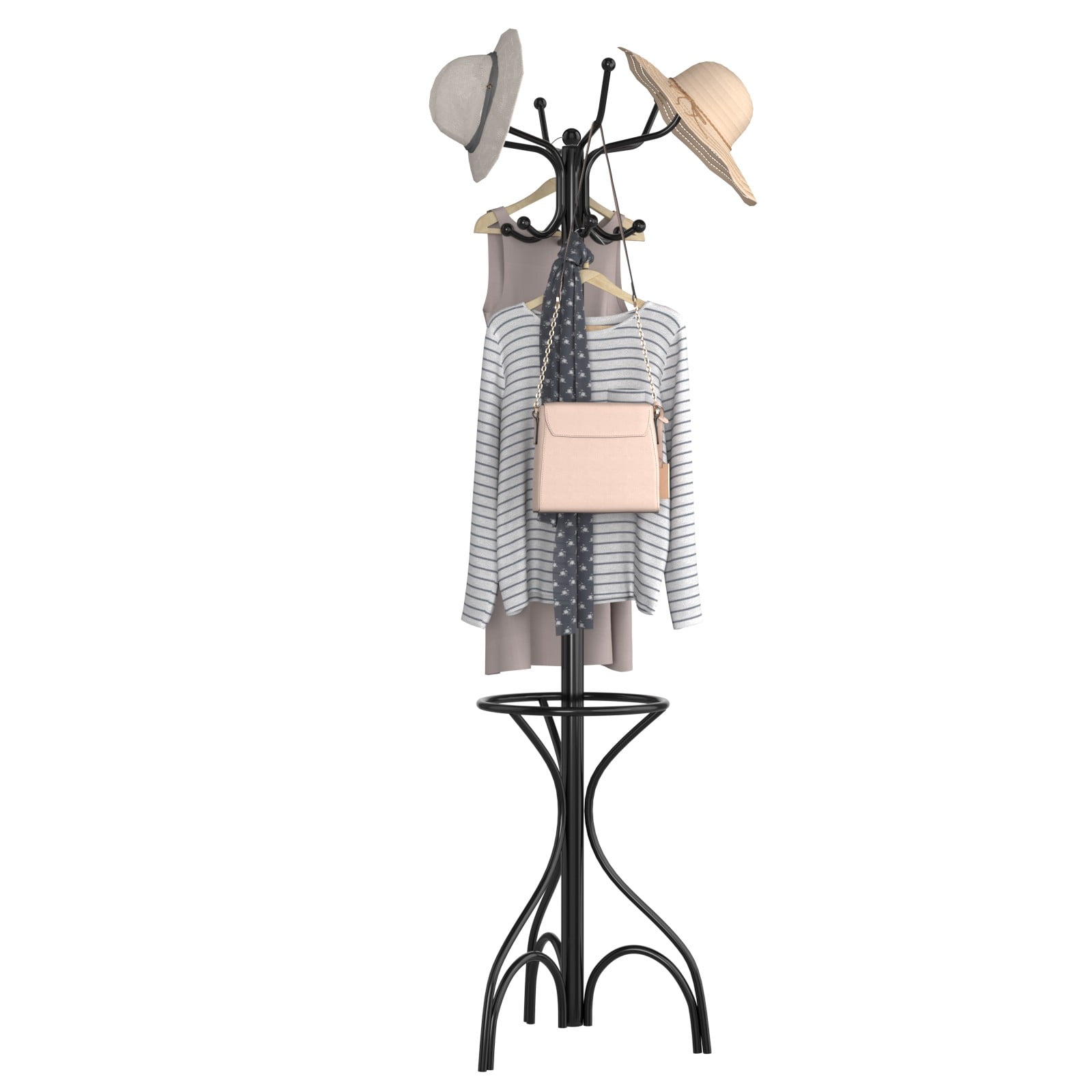 YYEAN Vintage Coat Hat Rack Tree Stand Metal Clothes Hanger Hooks ...