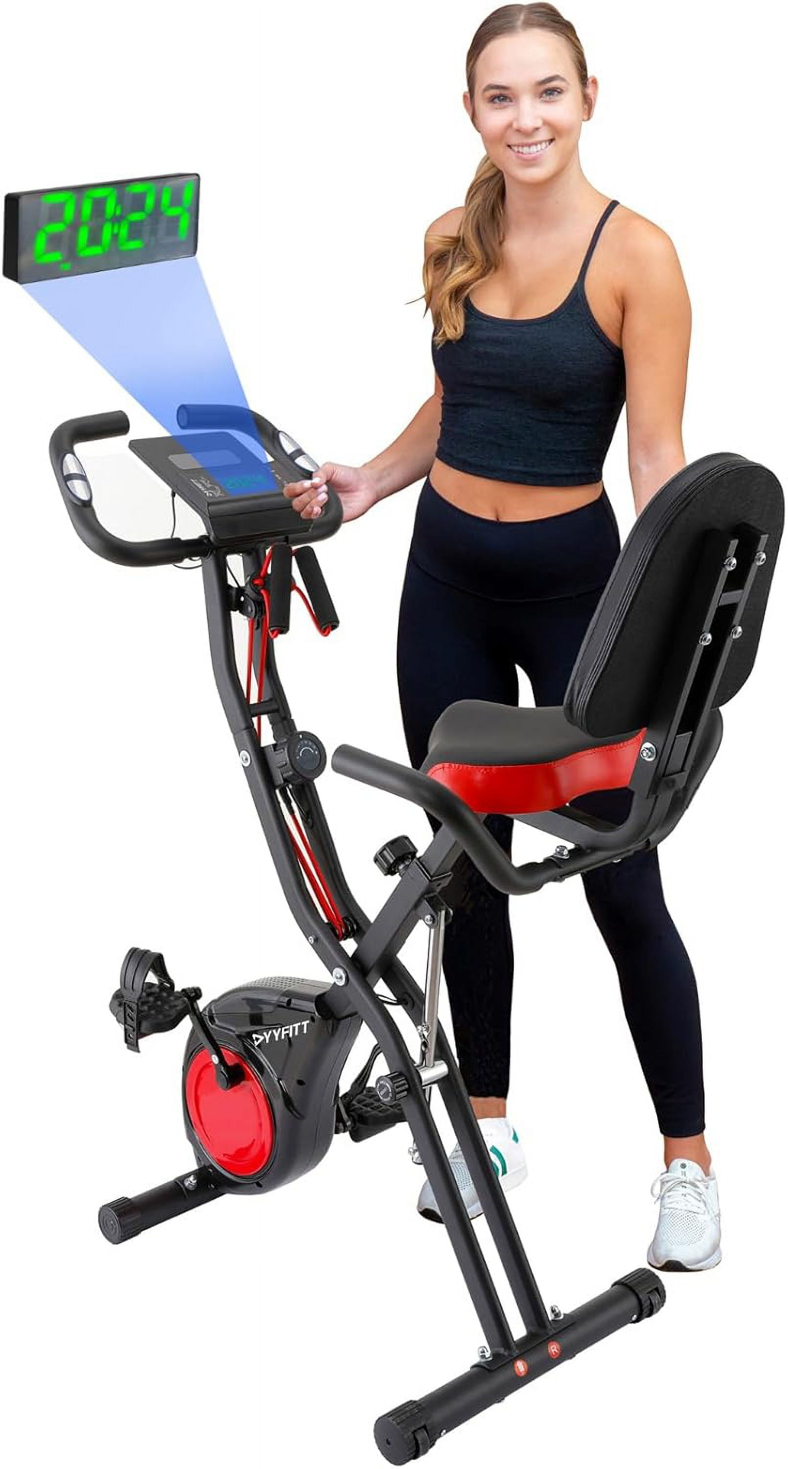 YYFITT 3-IN-1 Exercise Bike with Luminous Digits Display | Folding Stationary Bikes for Home ...