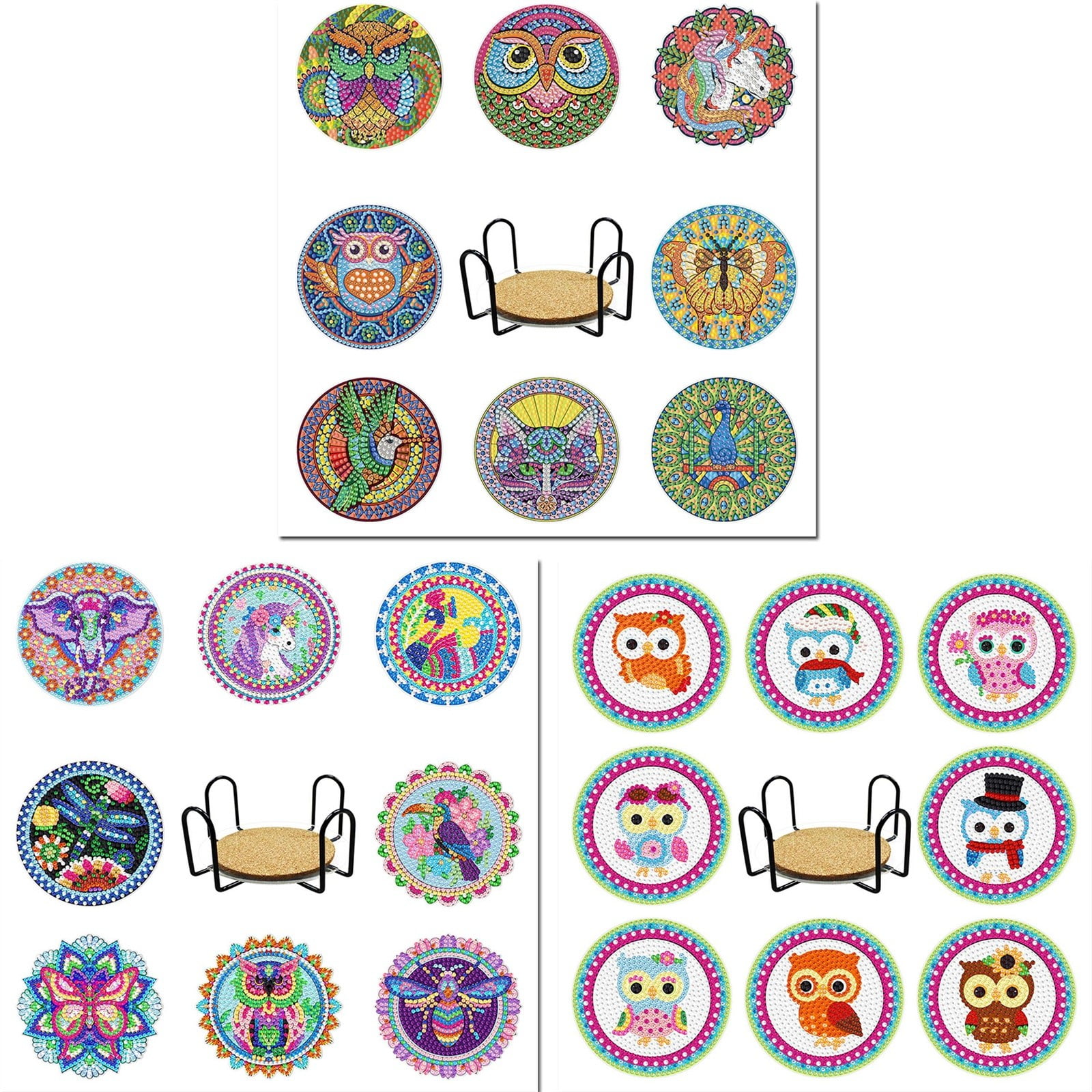 YYING YES DIY Dot Diamond Coasters Diamond Art Painting Animal Creative ...