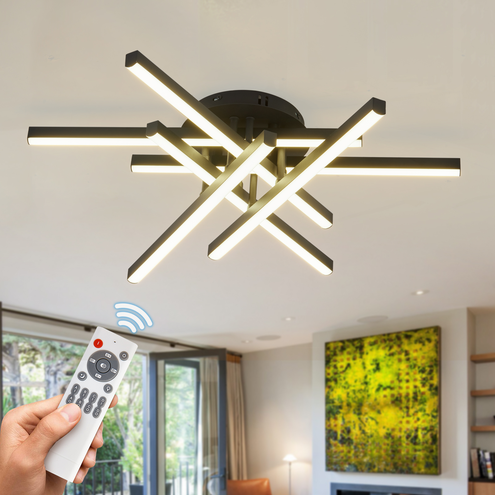 YYJLX 25.59in Modern LED Ceiling Light with 6 Lights, Dimmable Sputnik ...