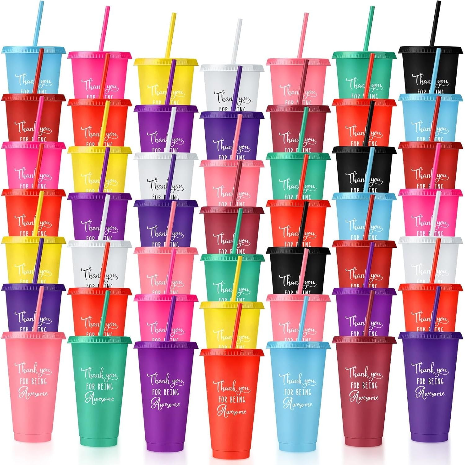 YYJP 50 Pcs Employee Appreciation Tumbler with Straw and Lid Bulk 24oz ...
