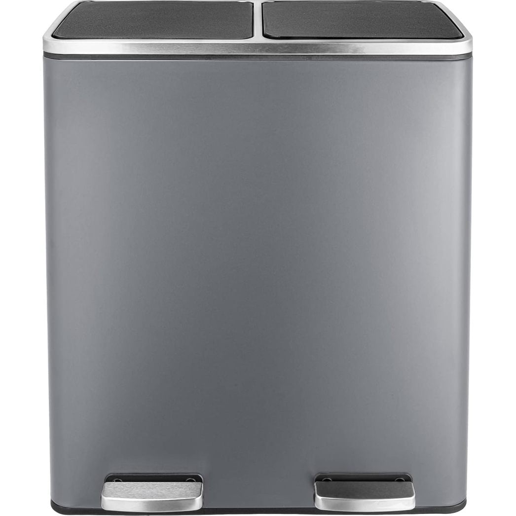 YYJP 60L(16 Gal ) Dual Trash Can, Stainless Steel Kitchen Garbage Can ...
