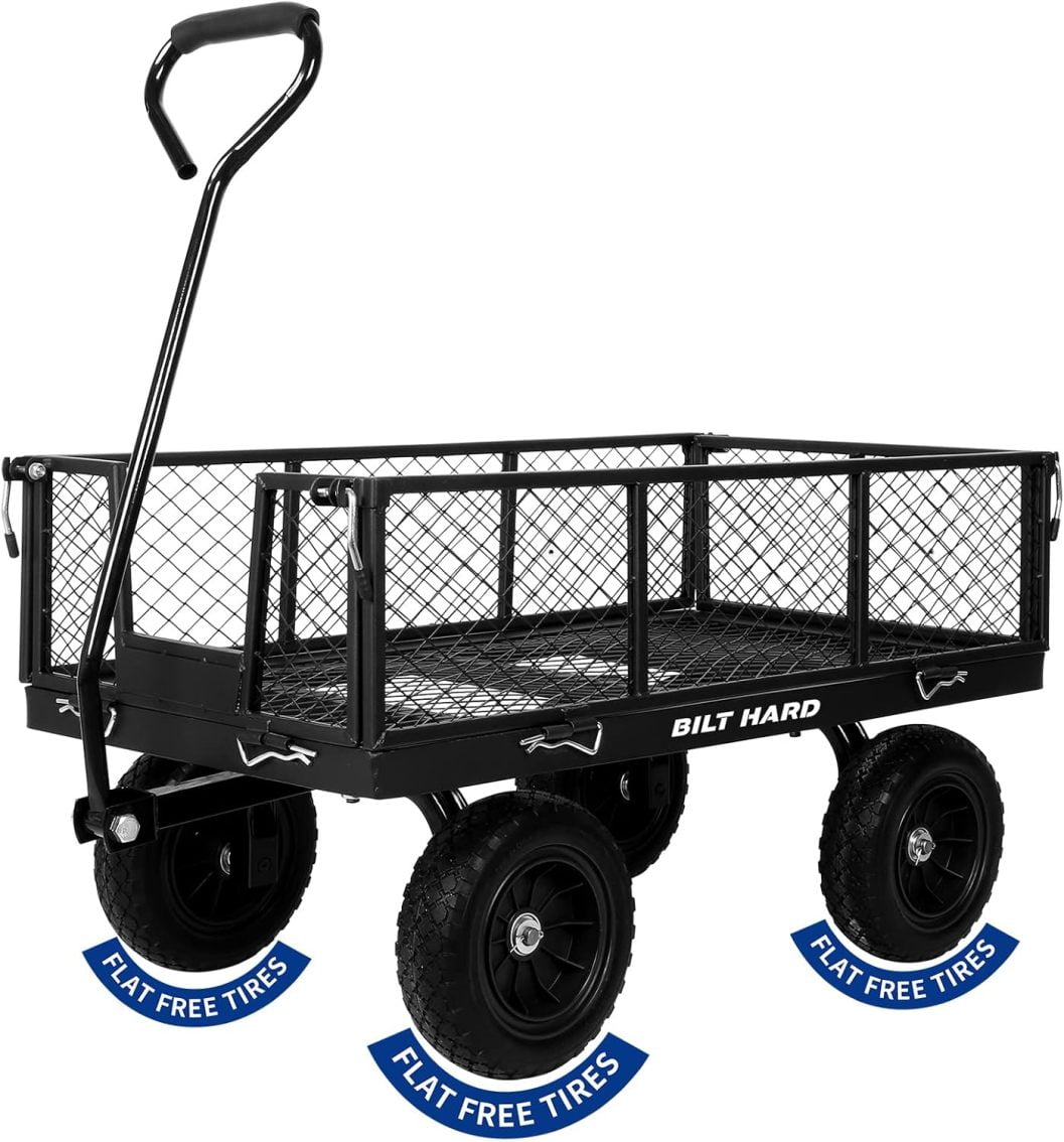 YYJP 880 lbs 10" Flat Free Tires Steel Garden Cart with 180° Rotating ...