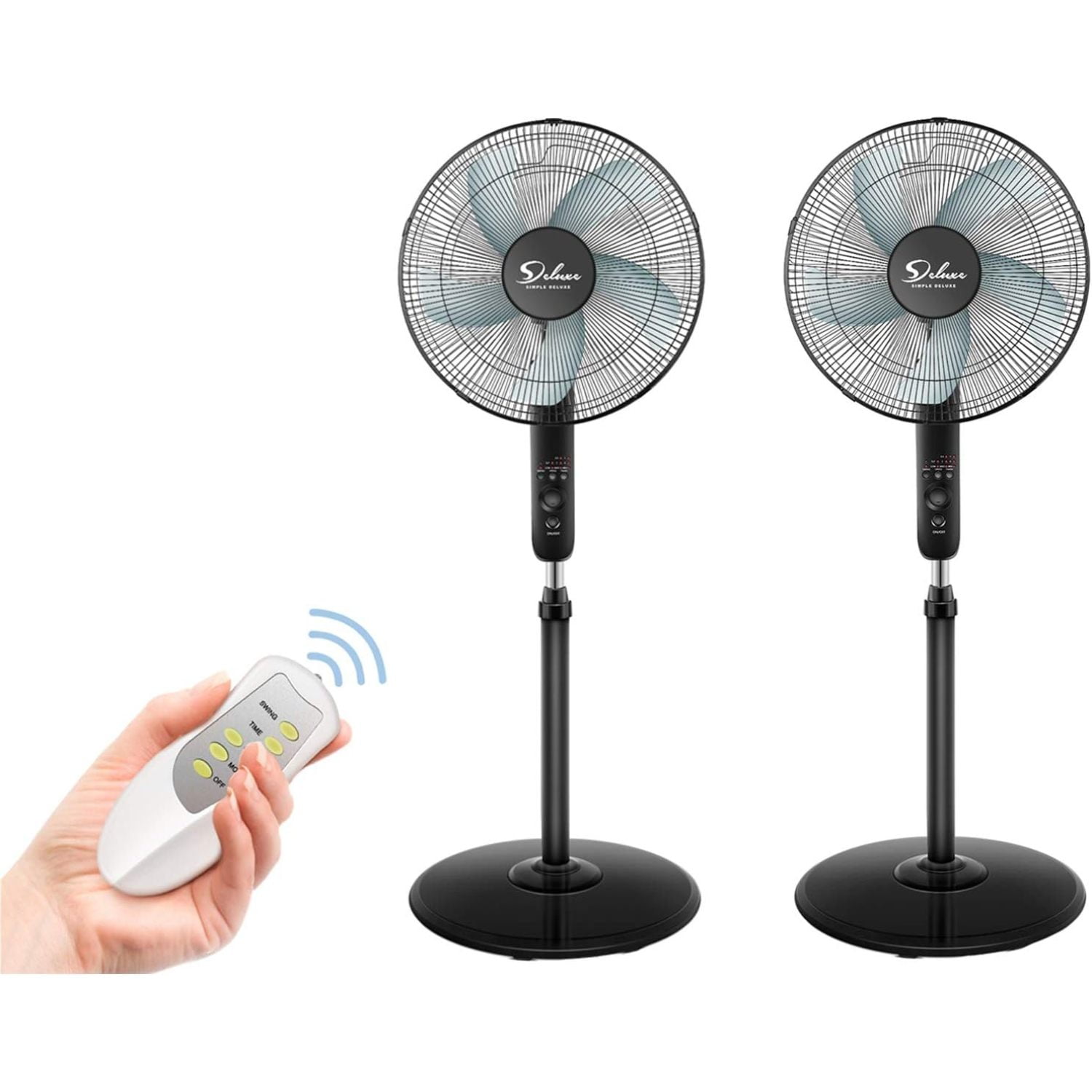 YYJP Oscillating 16″ Adjustable 3 Speed Pedestal Stand Fan with Remote ...
