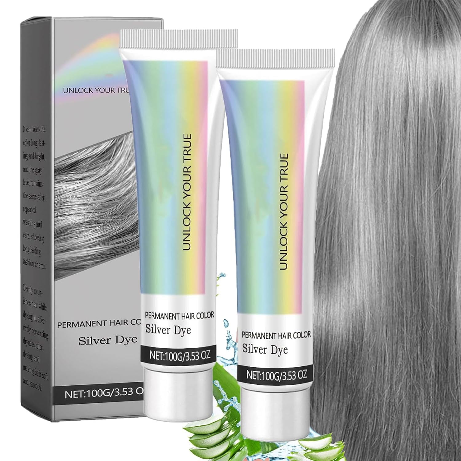 YYK 2-In-1 Natural Essence Extract Silver Hair Dye, Silver Hair Dye ...