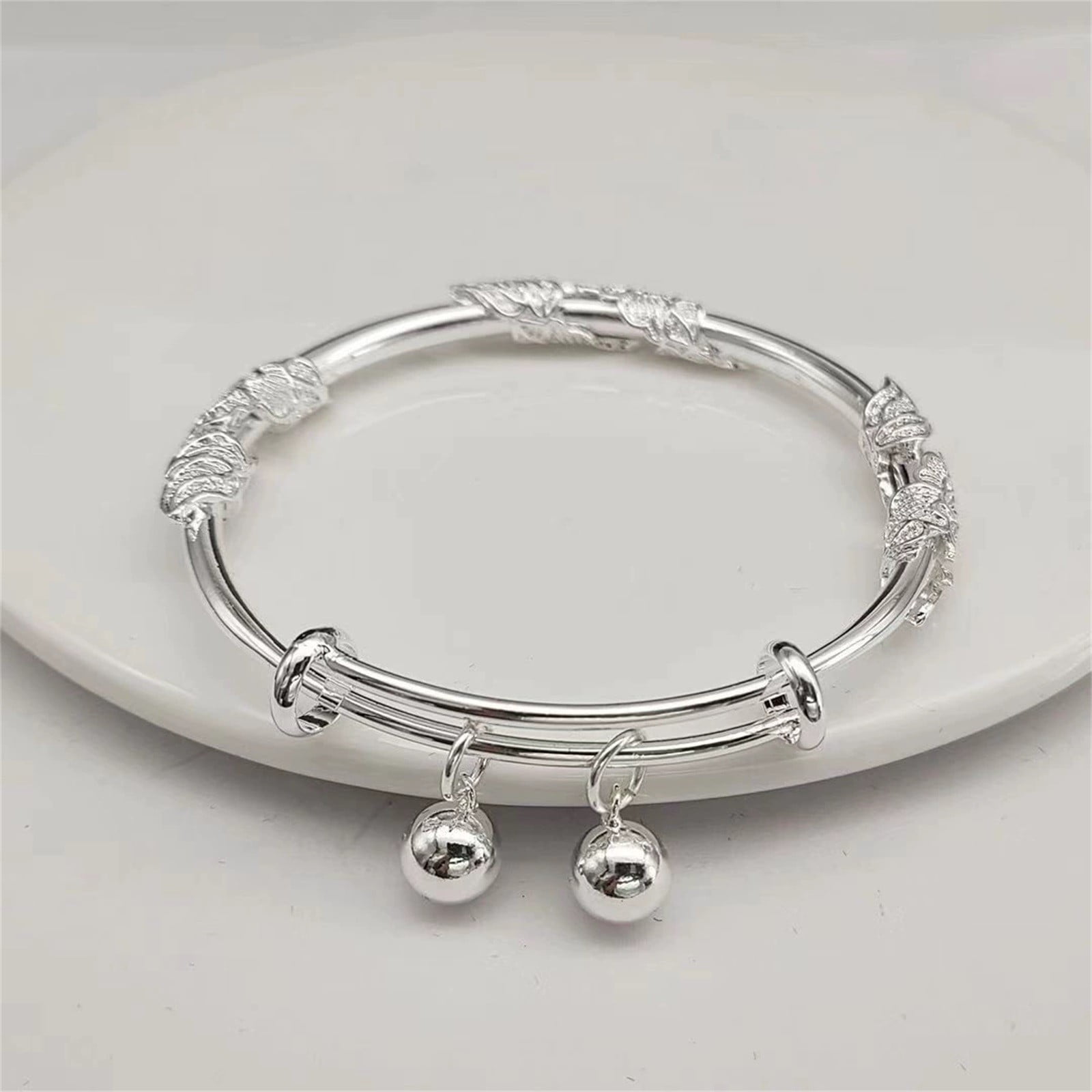 YYKihy Sterling Silver Bracelet Multi Layered Rotating Bead Bracelet ...