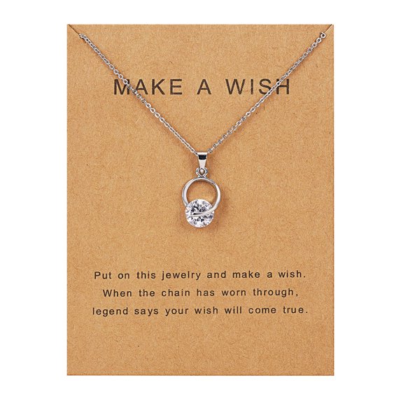 YYKihy Women's Necklace Fashion Cardboard Design Diamond Shiny Steel ...
