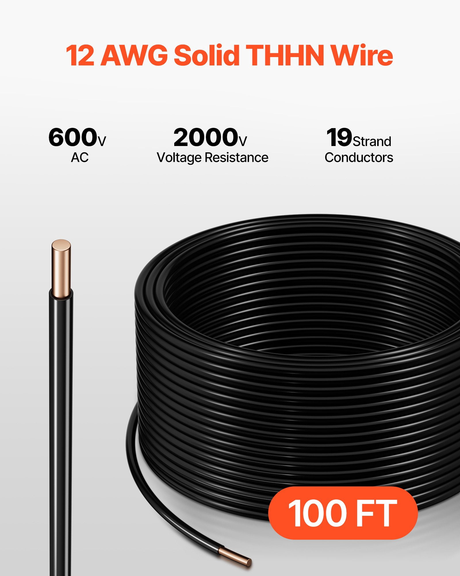(*YYL-Design*)-- 12 Gauge Solid THHN Wire Black Copper Electrical ...