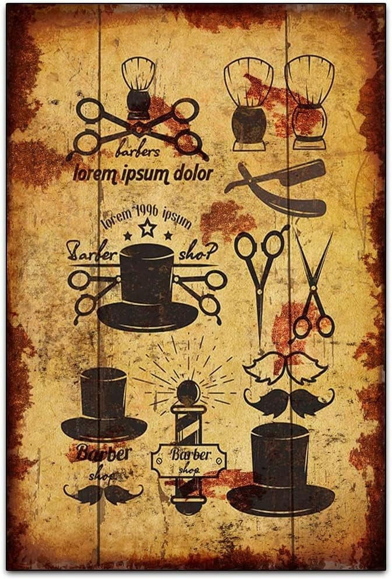 YYN Retro Barber Shop Tools Tin Metal Signs Wall Art Thick Tinplate ...