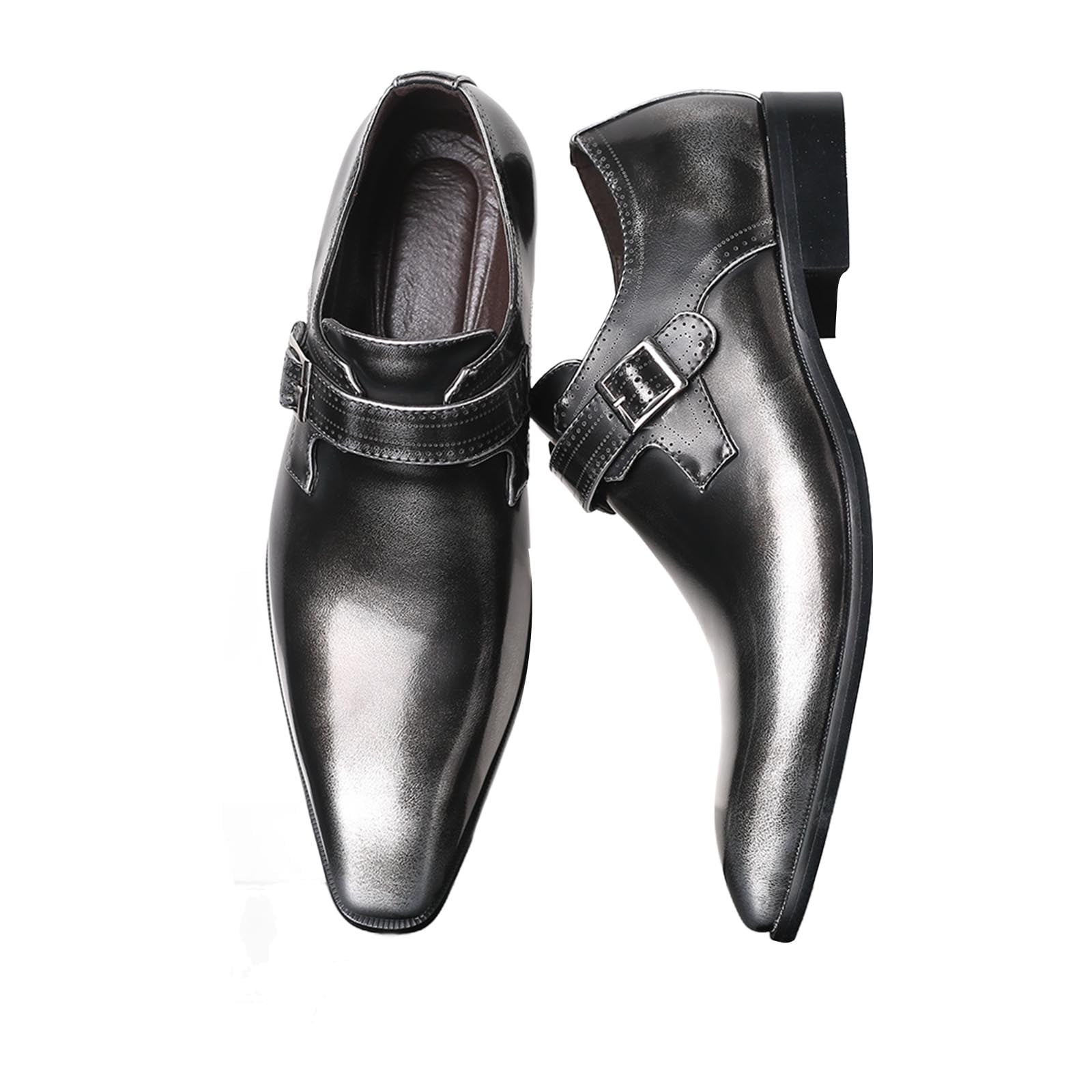YYUIJK Men’s Dress Shoes Classic Brogue Elastic Band Oxford Formal PU ...