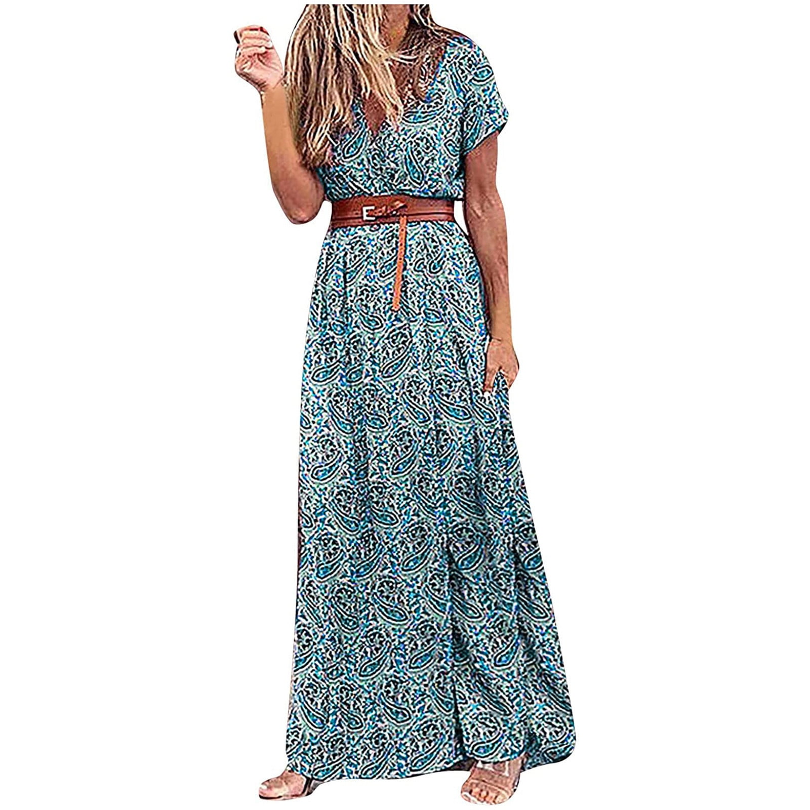 YYUIJK Summer Dresses for Women 2025 Maxi Dresses Casual Collared V ...