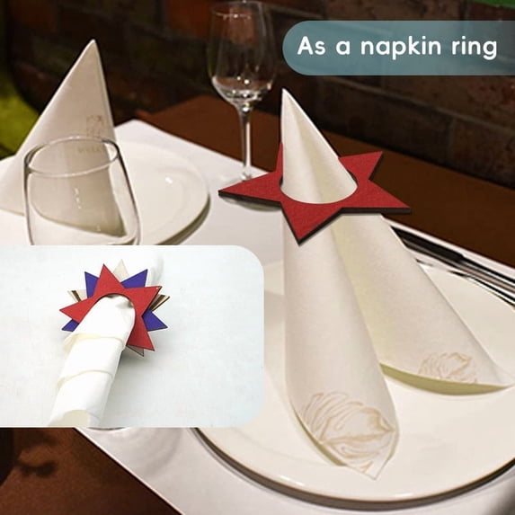 YYV Patriotic Star Napkin Ring Wood Star Table Decor Stars And Stripes ...
