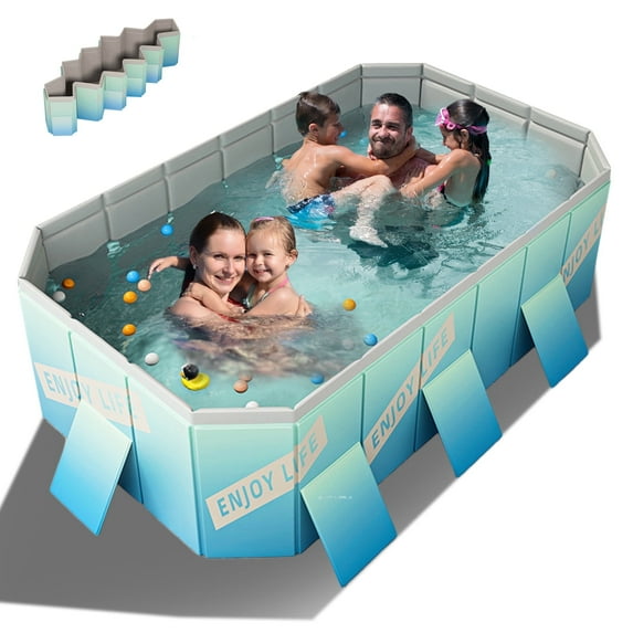 YYW 101" Foldable Swimming Pool for 1-6 People, Large Non-inflatable ...