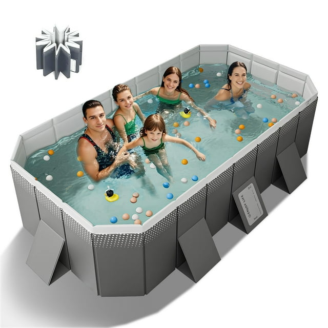 YYW 113in Foldable Swimming Pool for 1-8 People,Non-Inflatable Above ...