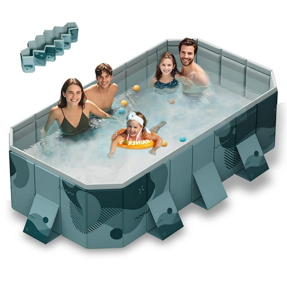 YYW 113in Foldable Swimming Pool for 1-8 People,Non-Inflatable Above ...