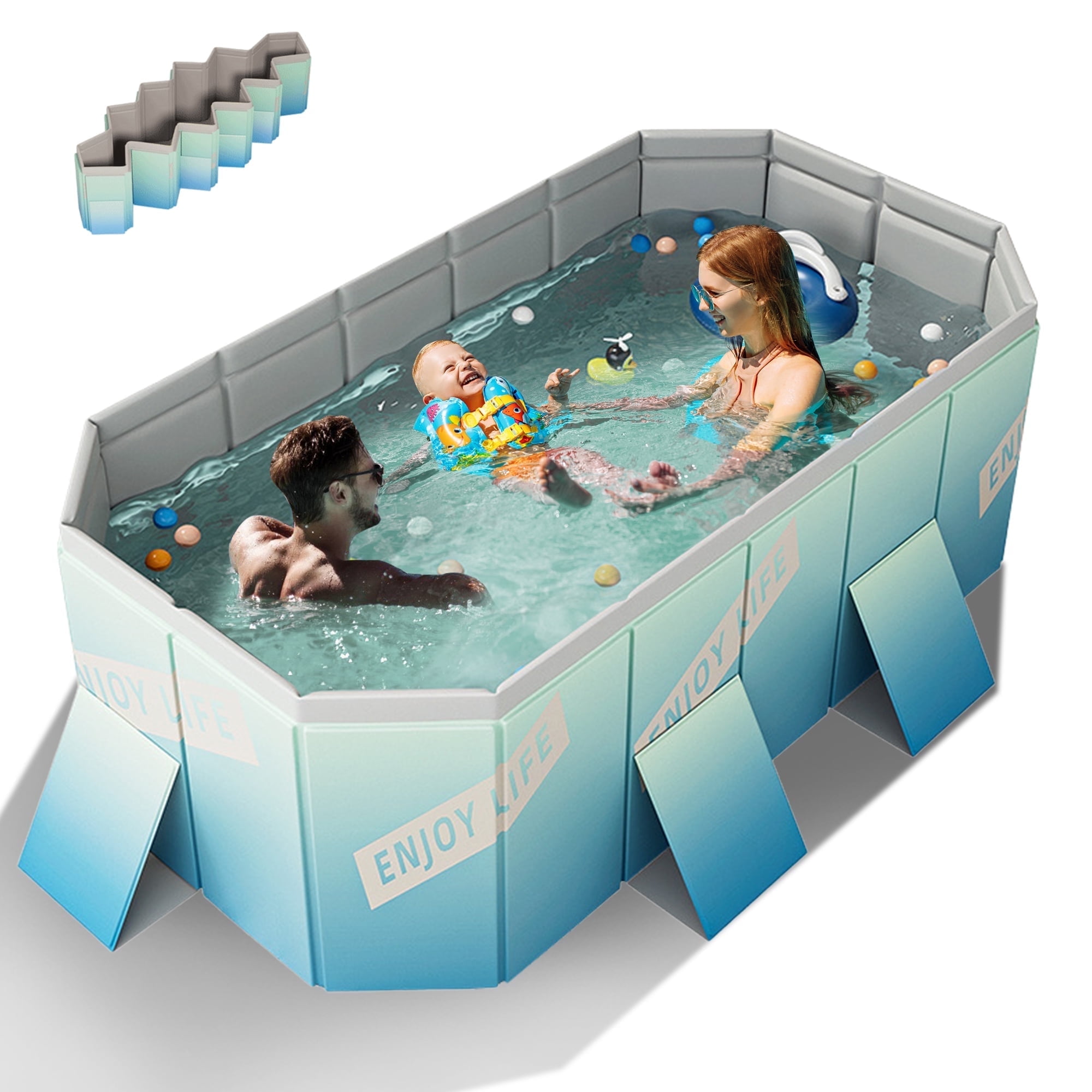 YYW 89"Foldable Swimming Pool for 1-4 People,Non-Inflatable Garden ...