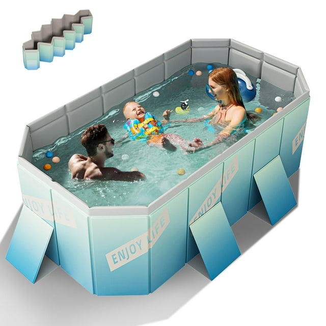 YYW 89" Foldable Swimming Pool for 1-4 People, Non-inflatable Garden ...