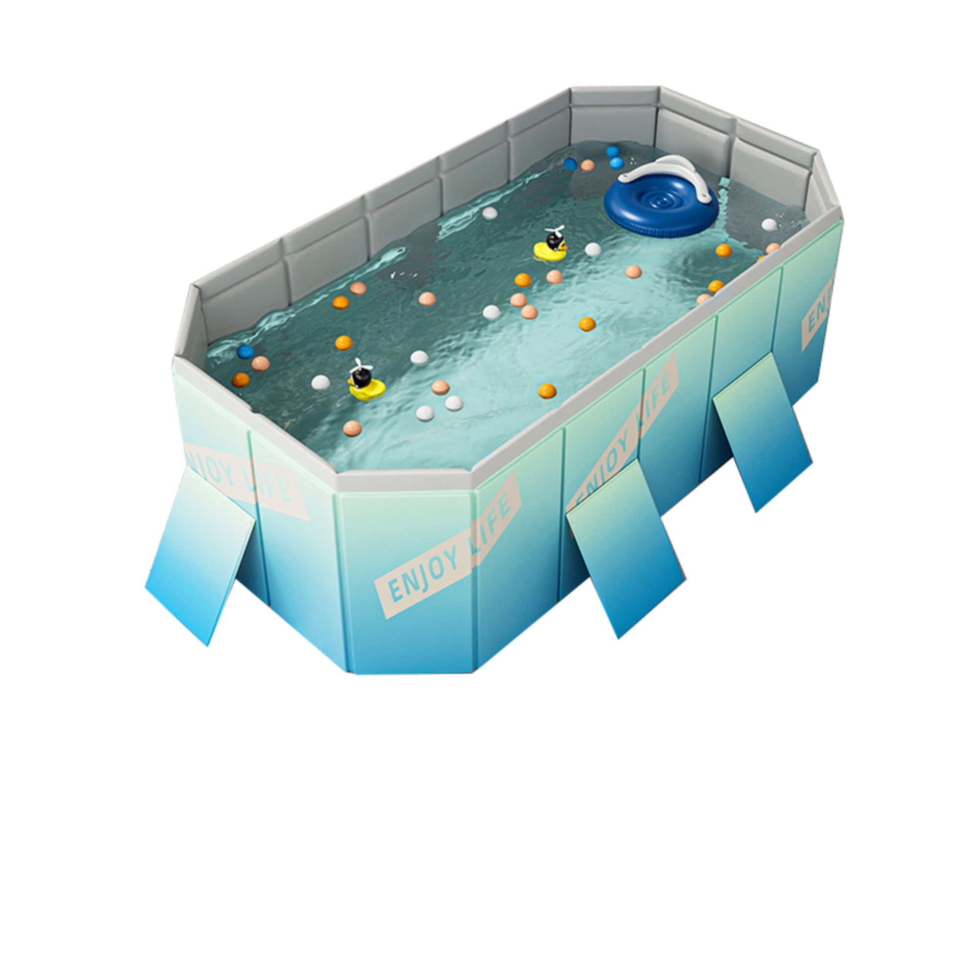 YYW 89" Foldable Swimming Pool for 1-4 People, Non-inflatable Garden ...