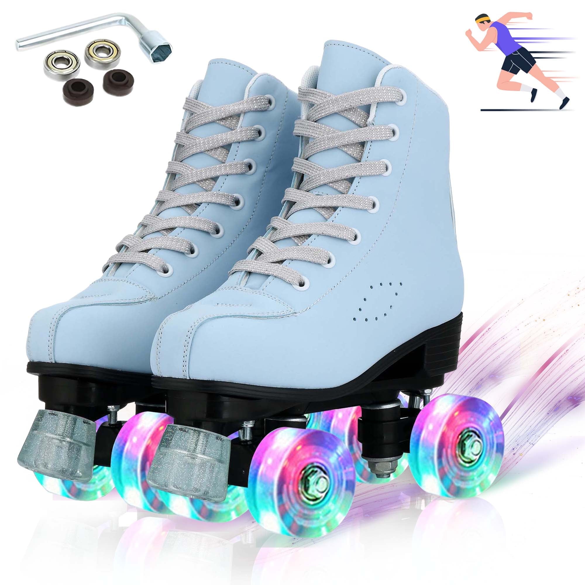 YYW Retro Quad Roller Skates for Kids and Adults, Double Row, Flashing ...