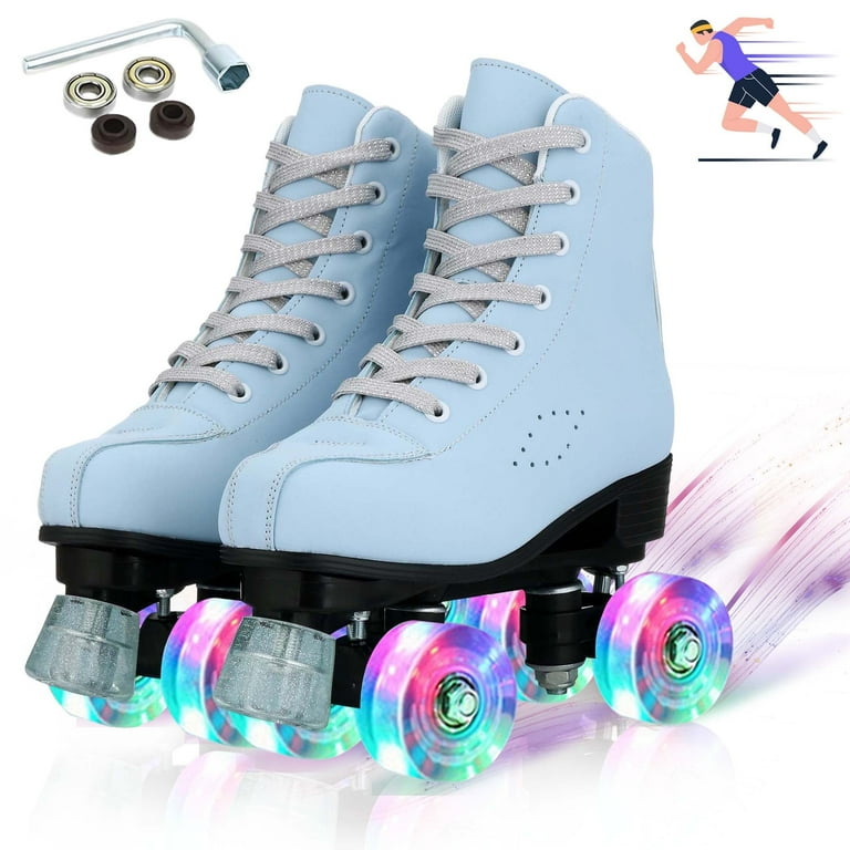 Roller Skates Blue Background
