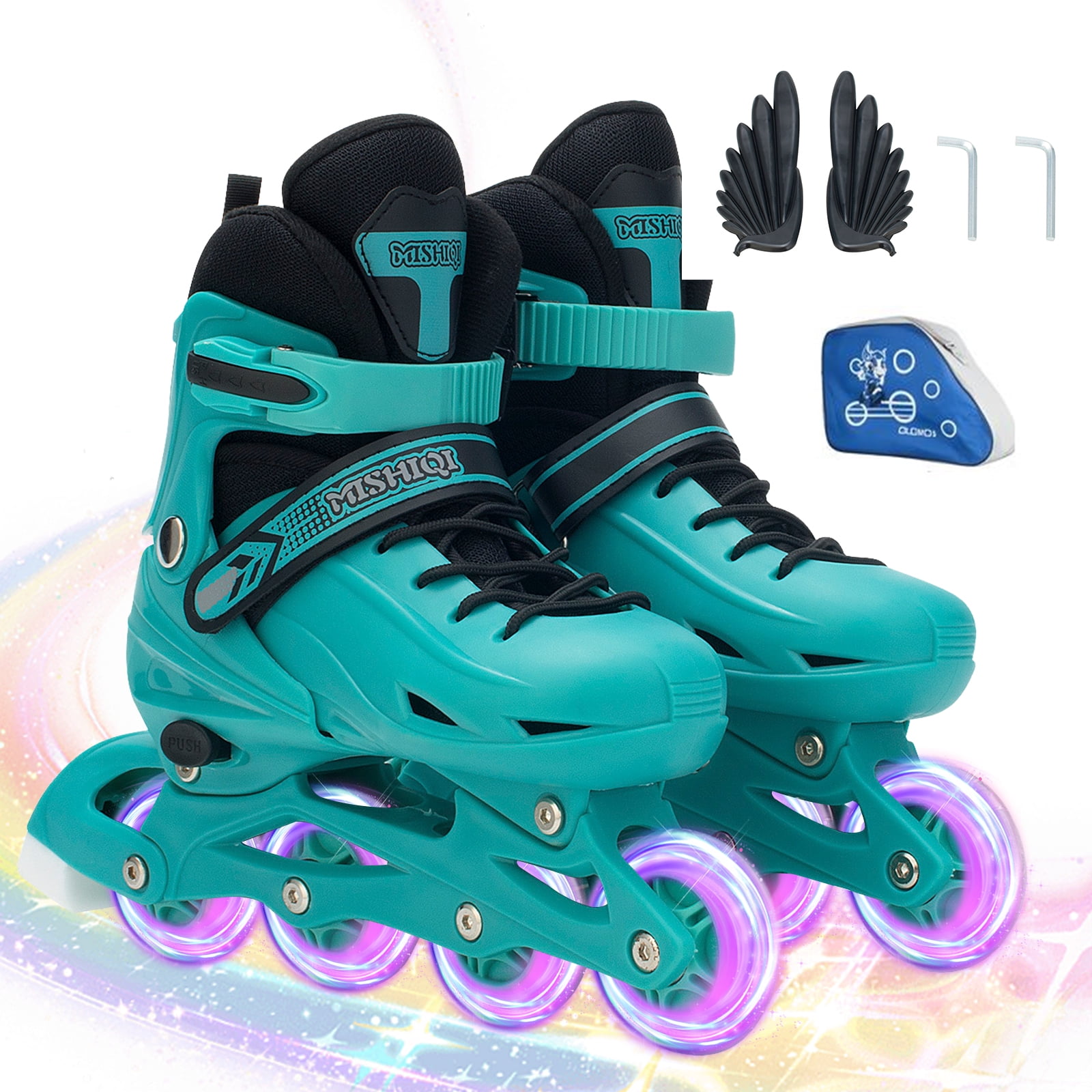YYW Men Inline Skates with Light Up Wheels,4-Size Adjustable Roller ...