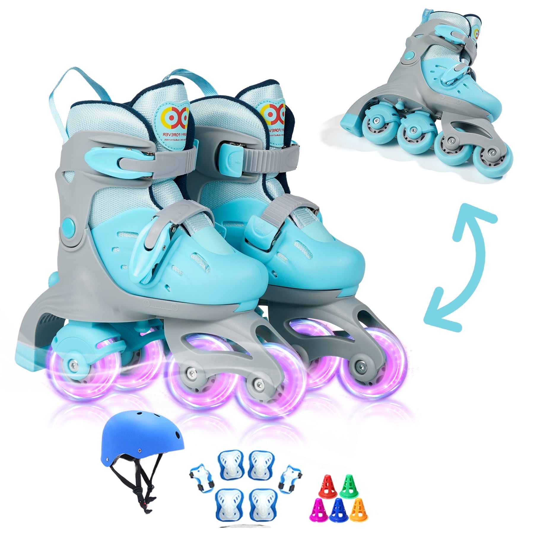 YYW 2-in-1 Roller Skates for Kids, Quad & Inline Skates with Light-up ...