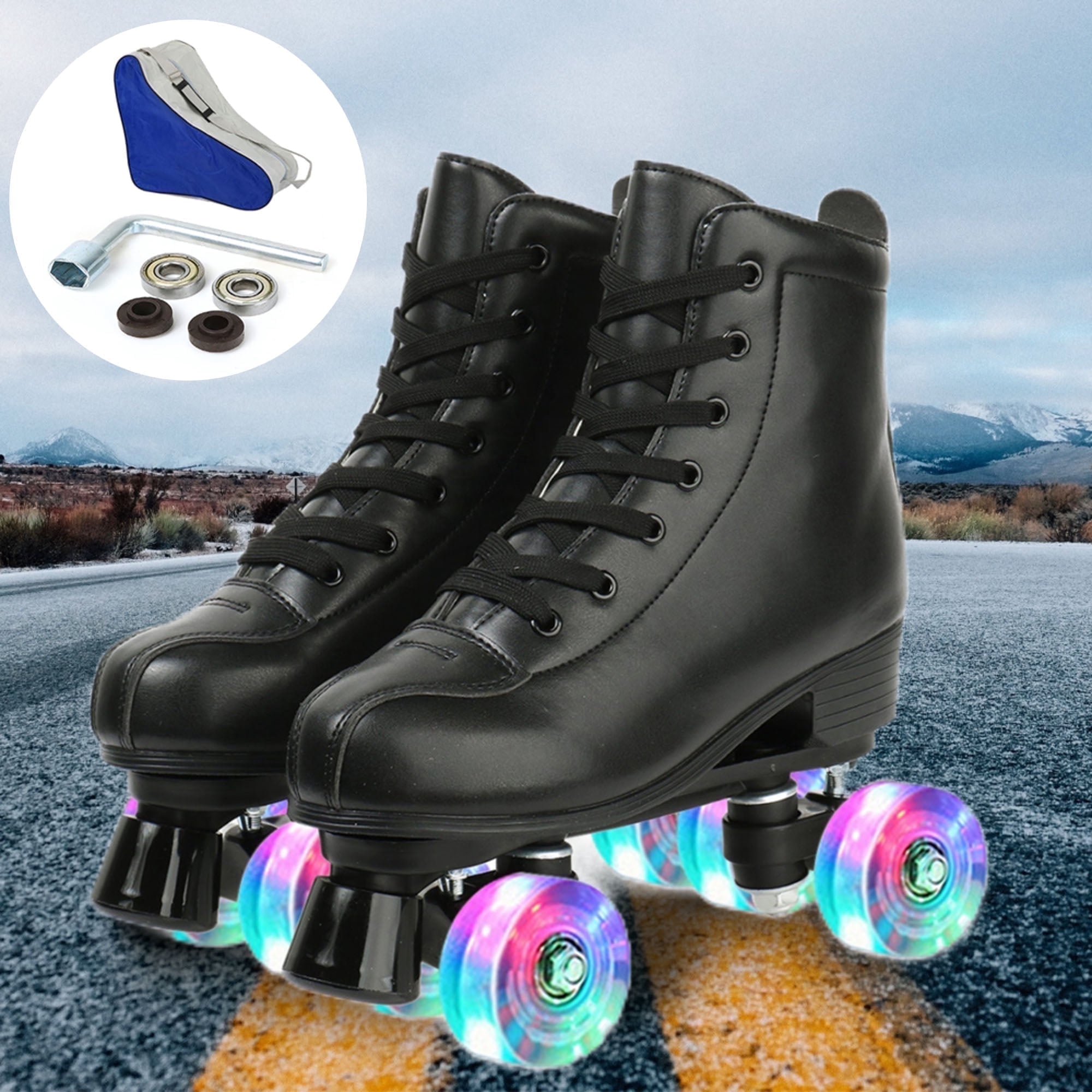 YYW Outdoor Retro Roller Skates, Sure Grip, Double-Row with Light up ...