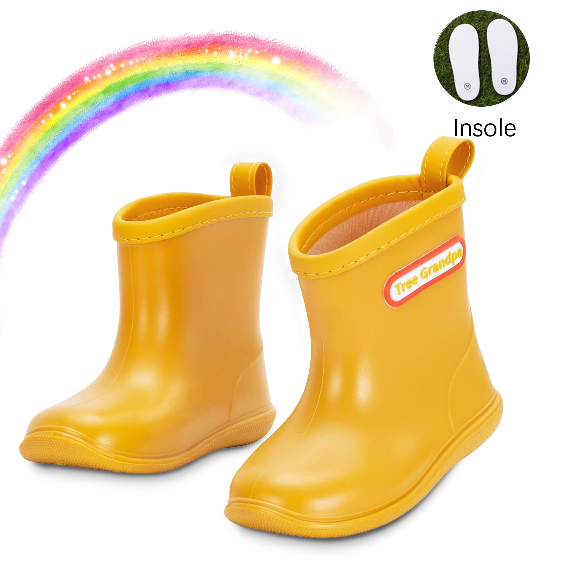 YYW Toddler Rain Boots,Baby Kids Easy-on Anti-Slip Rain Shoes for Boy ...